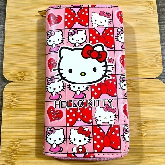 Bags | Hello Kitty Wallet Pink And Red Squares | Poshmark